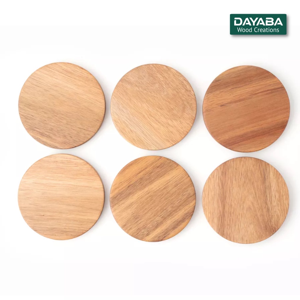 Jual Wooden Coaster Tatakan Gelas Kayu Bulat / Bundar Natural | Shopee ...