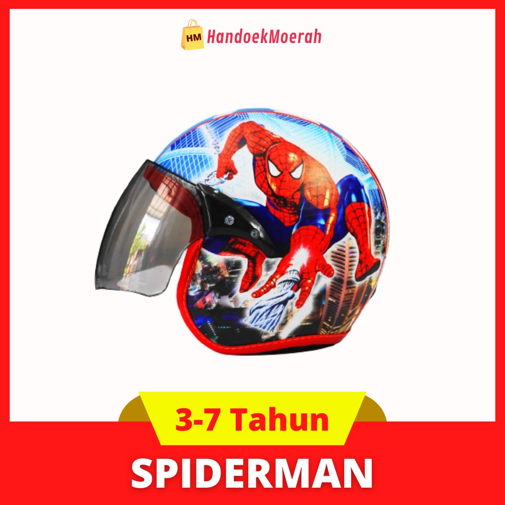 Jual Helm Anak HALF FACE SPIDERMAN Murah / Helmet Non SNI / Helm ...