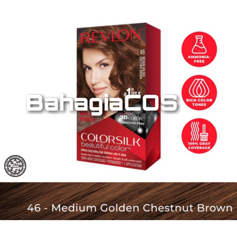 Jual Revlon Colorsilk Hair Color MEDIUM GOLDEN CHESTNUT BROWN -046 ...