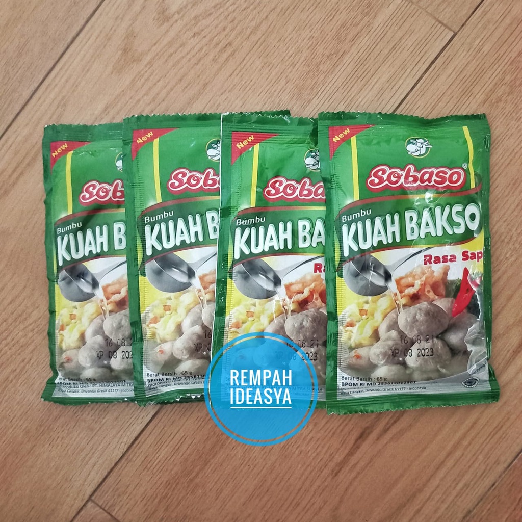 Jual SOBASO Bumbu Kuah Bakso Rasa Sapi Sapi 65gr Ideasya | Shopee Indonesia