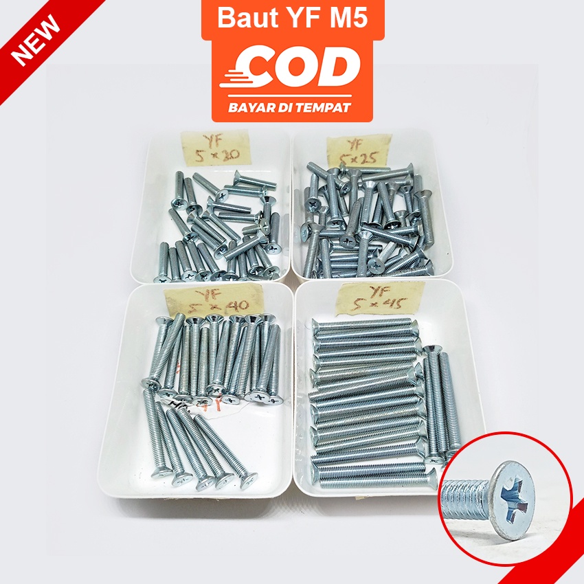 Jual Baut JF YF Baut Kepala Bulat M5 (1 Pack) Sekrup Skrup Mesin Kepala Pan Head Machine Baut ...