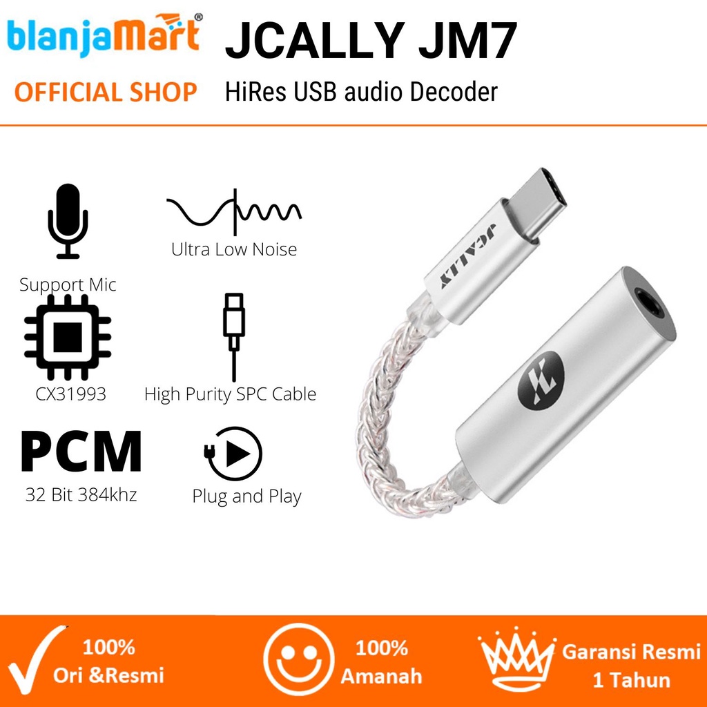 Jual JCALLY JM7 CX31993 Iphone Android Audio Dongle AMP 32 bit 384Khz | Shopee Indonesia