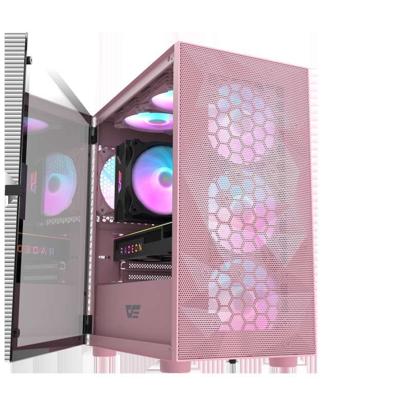 Jual Case PC Casing darkFlash DLM21 Mesh Pink mATX Gaming Case Komputer ...