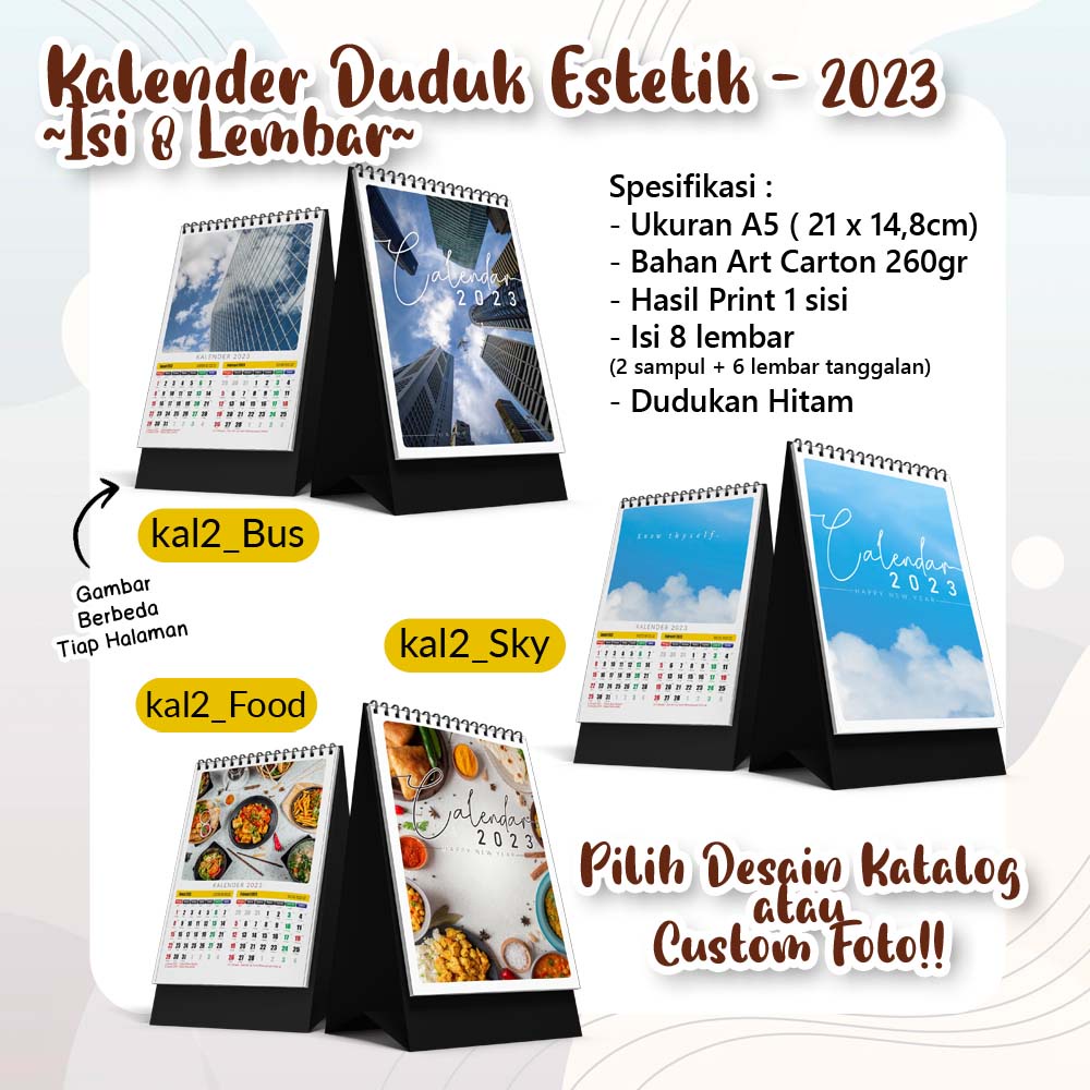 Jual Kalender Duduk Estetik 2023 - 8 Lembar - Layout Portrait - Custom ...
