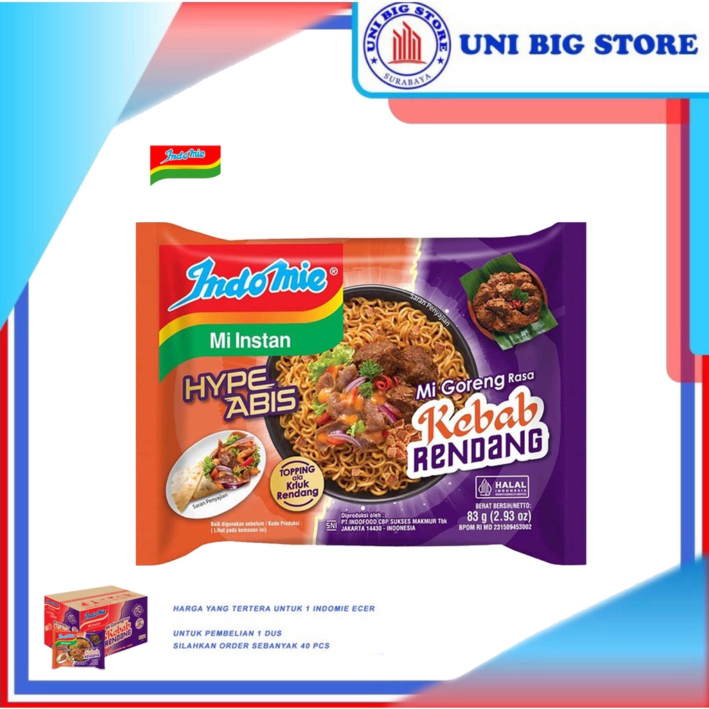 Jual Indomie Mie Goreng Kebab Rendang 83 gr HypeAbis | Shopee Indonesia