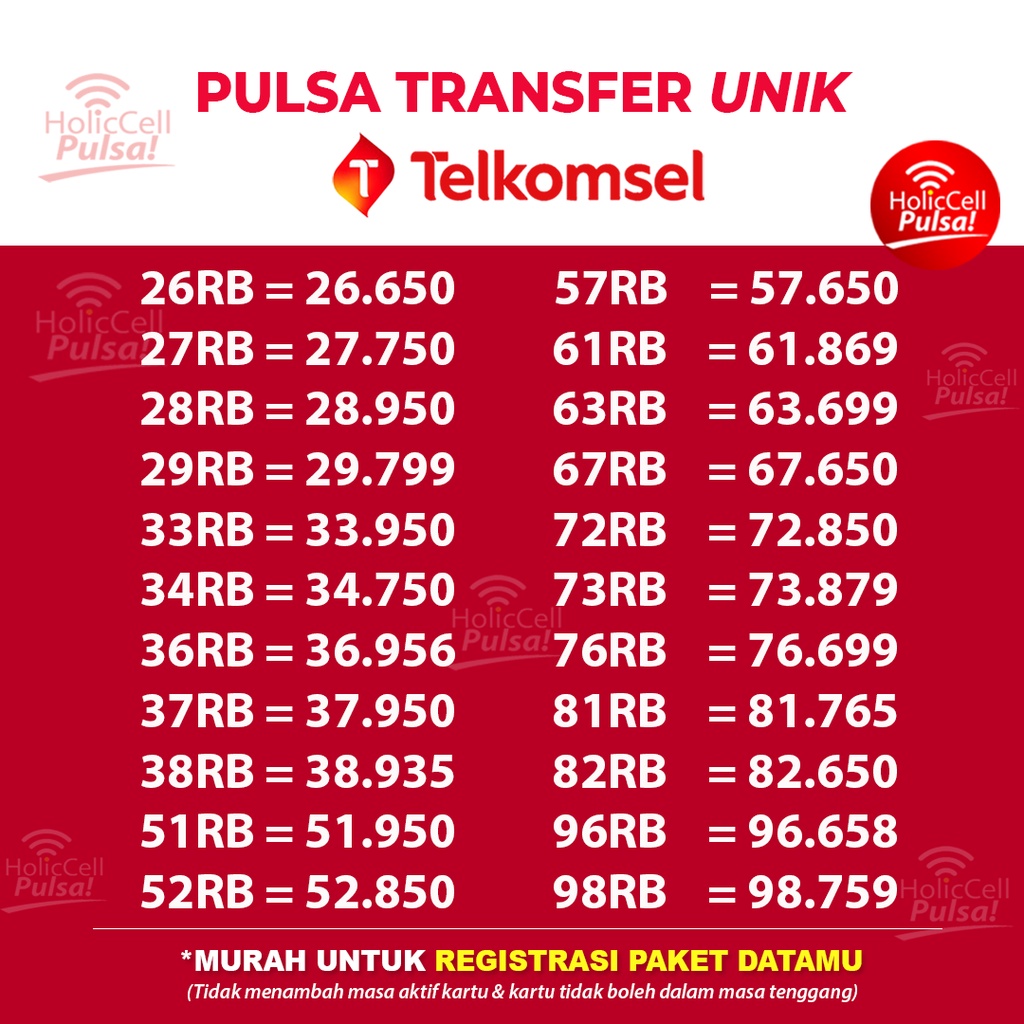 Jual PULSA TRANSFER TELKOMSEL UNIK NOMINAL 26K - 98K I WAJIB BACA ...