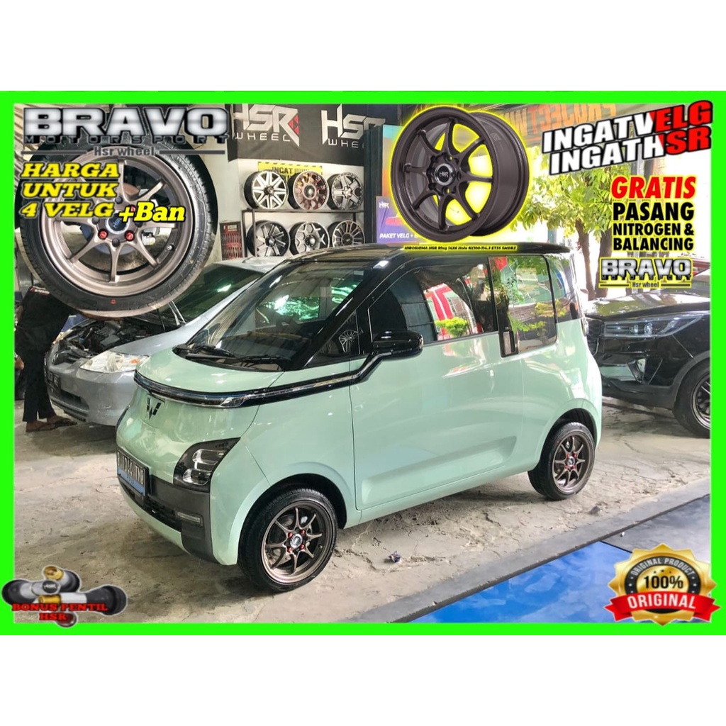 Jual PAKET VELG DAN BAN MOBIL WULING AIR EV RING 14 VELG HSR HIROSHIMA MATT BRONZE | Shopee ...