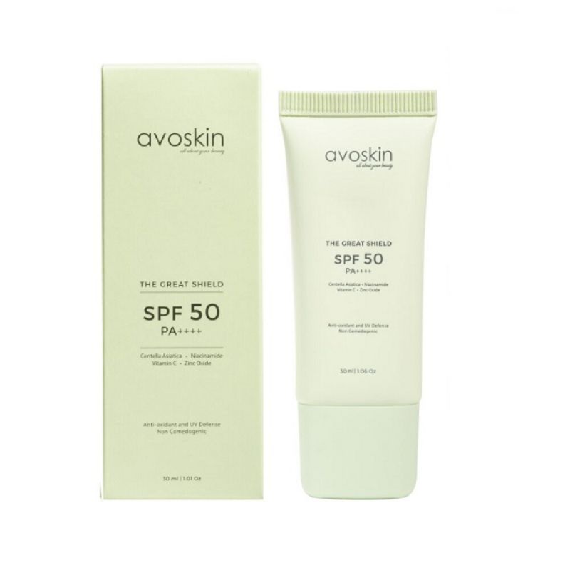 Jual Avoskin The Great Shield Sunscreen Spf 50, PA++++ 30ml | Shopee ...