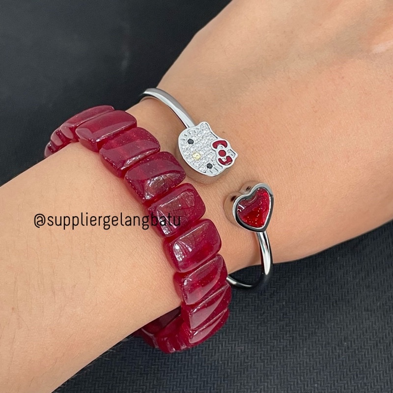 Jual Gelang Merah Red Garnet Kotak Batu alam asli natural | Shopee ...