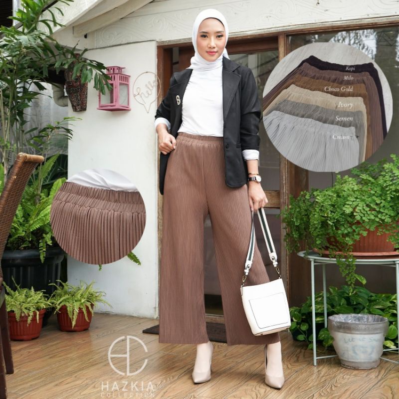 Jual Hazkia Kulot Plisket Lidi Premium Jumbo Fit to XXL | Shopee Indonesia