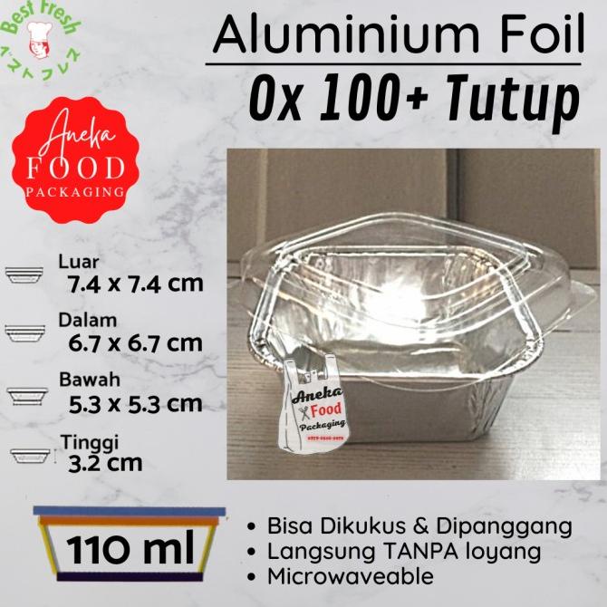 Jual Aluminium tray OX 100 BEST FRESH+TUTUP wadah cup alumunium foil 110ml | Shopee Indonesia