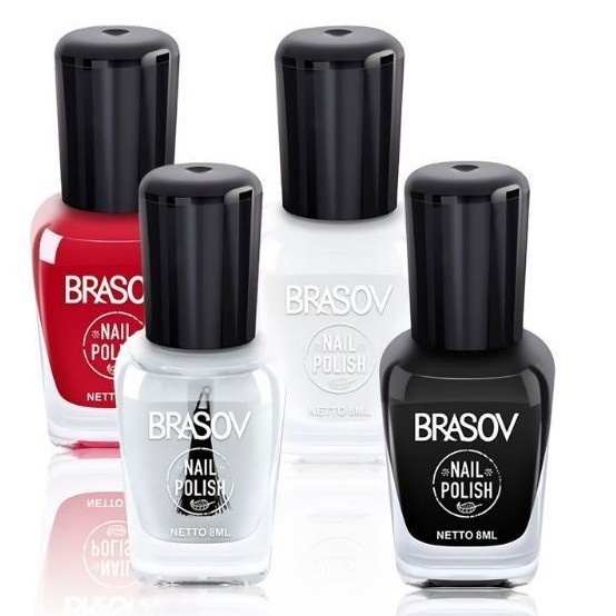 Jual BRASOV NAIL POLISH BLACK | WHITE | CLEAR | RED | KUTEK HITAM PUTIH ...
