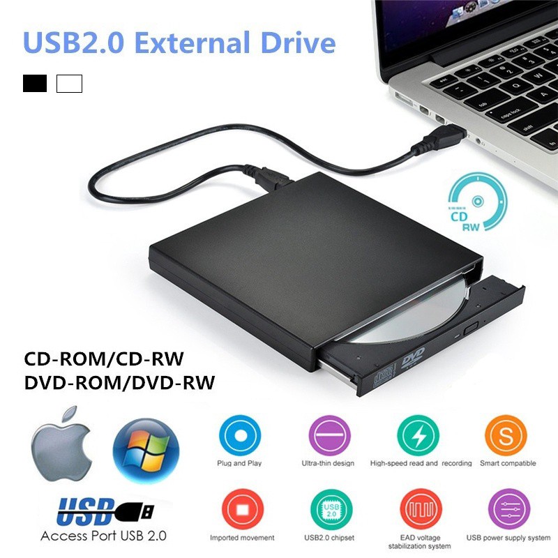 Jual CD ROM Drive External DVD Drive Slim Portable Optical Drive Writer ...