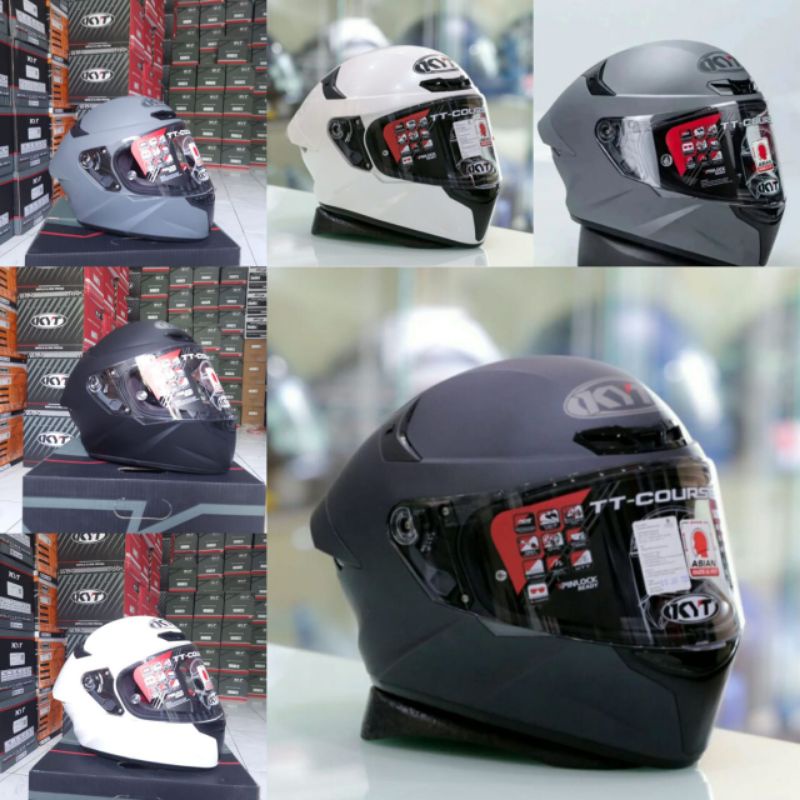 Jual Helm KYT TT COURSE solid black doff white modern grey doff | Shopee Indonesia