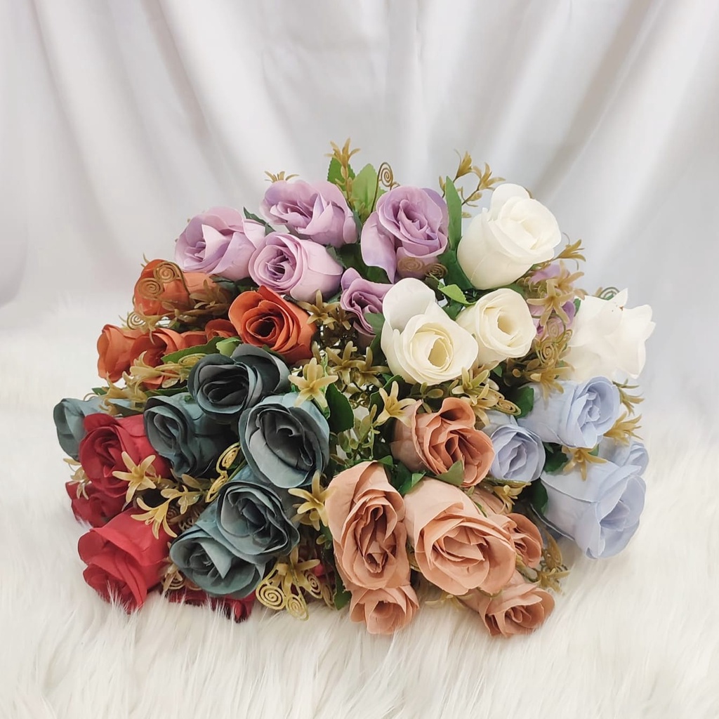 Jual Bunga Mawar Artificial Bahan Kain 6 Kuntum | Shopee Indonesia