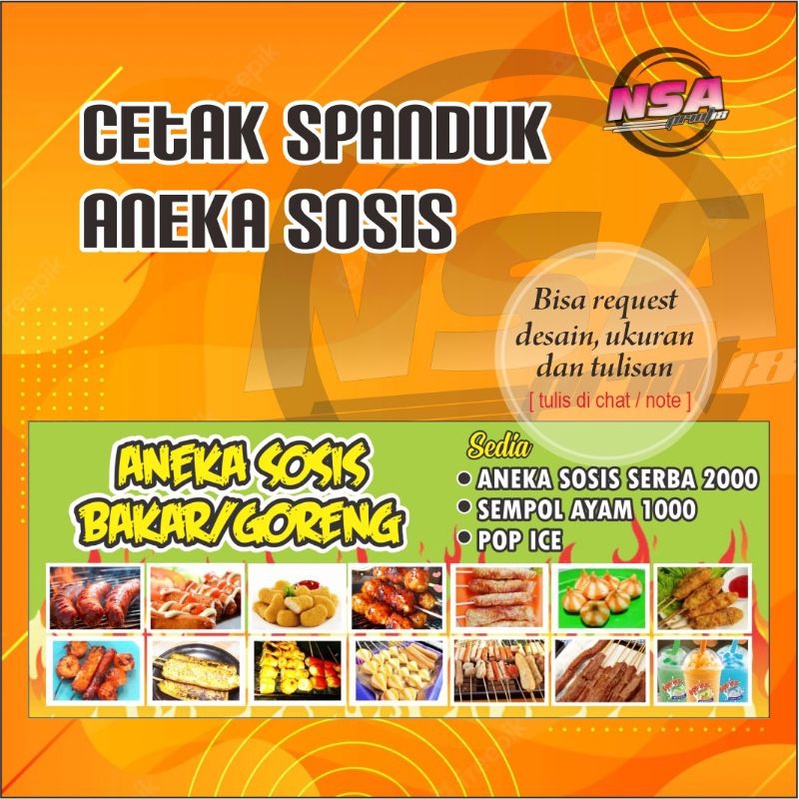 Jual Cetak banner/spanduk aneka sosis & seafood bakar, Bisa request ...