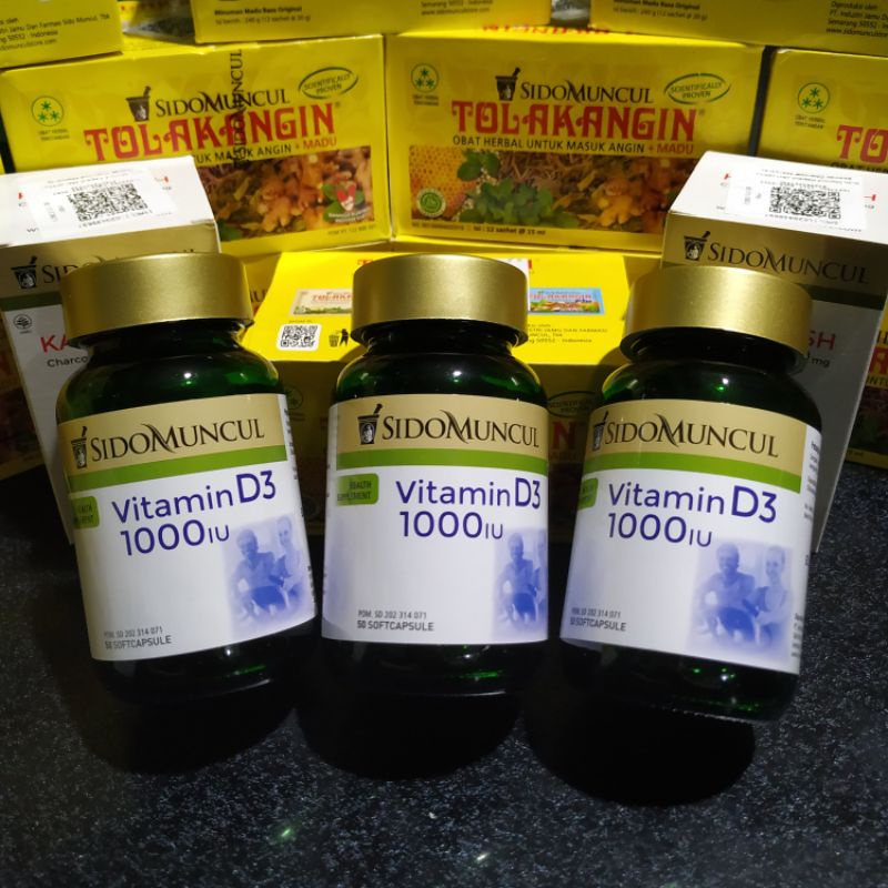 Jual Vitamin D3 1000 iu 50 kapsul Sidomuncul Original Vit D3 1000iu ...