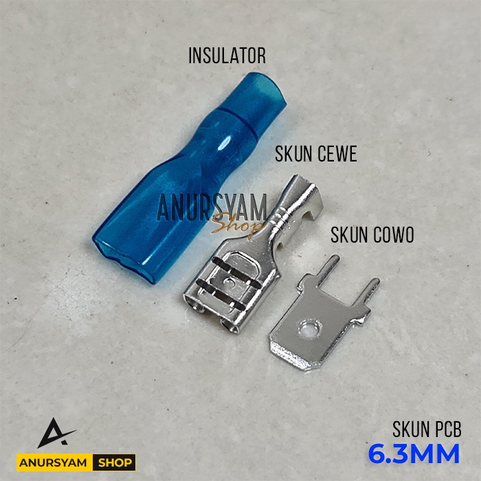 Jual Skun PCB 6.3mm Male Female Insulator / Konektor Terminal Skun ...