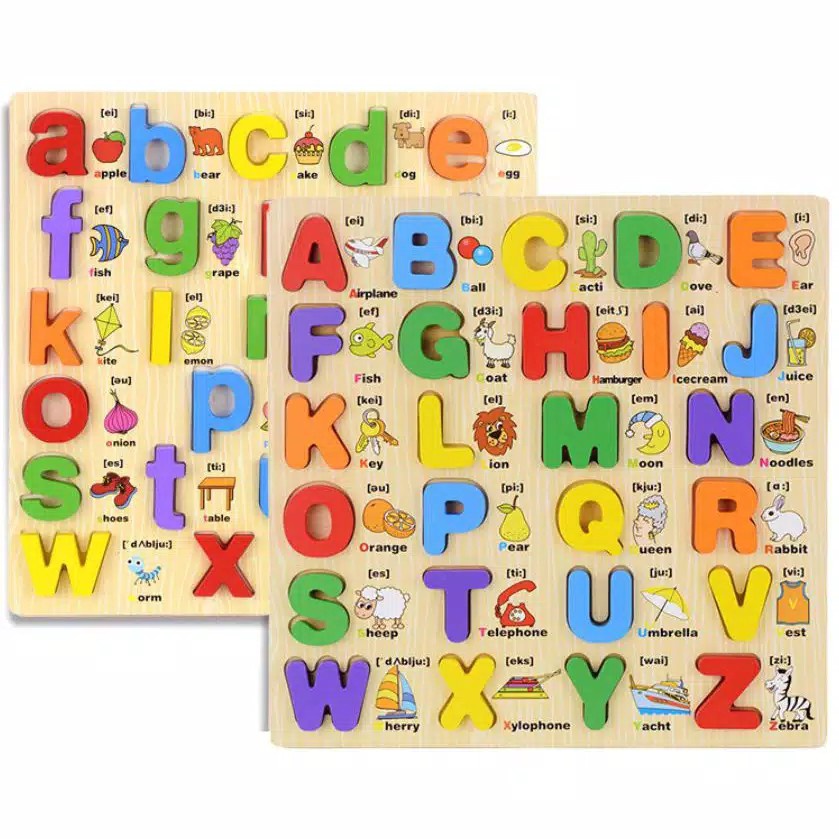 Jual Mainan Edukasi Anak Chunky Alphabet Puzzle Kayu Belajar Membaca ...