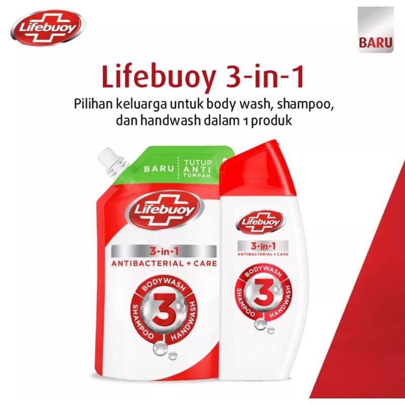 Jual Lifebuoy 3in1 anti bacterial + care 300ml /450ml | Shopee Indonesia