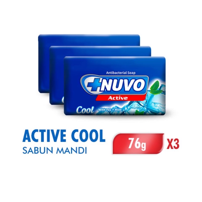 Jual NUVO Active Cool Sabun mandi batang 76g x 3pcs | Shopee Indonesia