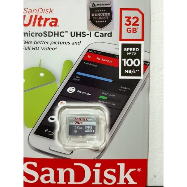 Jual Sandisk Ultra Micro SD 32GB 64GB 128GB 100Mbps CLASS 10 SDHC SDXC - 32 gb | Shopee Indonesia
