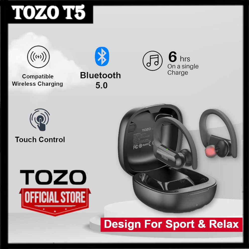 Jual TOZO T5 True Wireless Earbuds TWS Sport Earphone Touch Control Headset | Shopee Indonesia