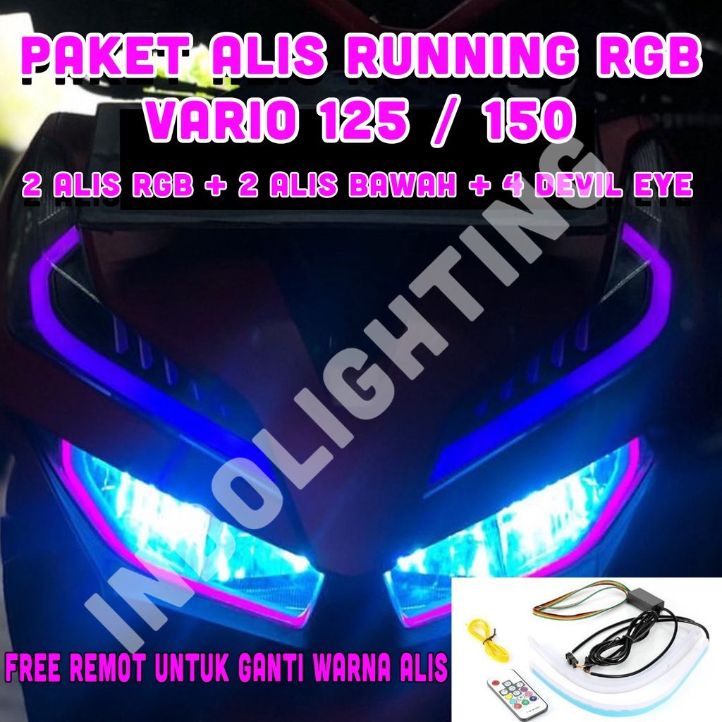 Jual PAKETAN LED ALIS RGB VARIO 125 150 LAMPU ALIS RUNNING BONUS DEVIL ...