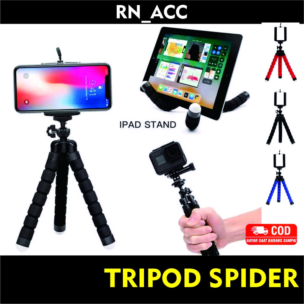 Jual Tripod SPIDER universal Stand dengan Holder U kaki Fleksibel penyangga dudukan HP universal ...