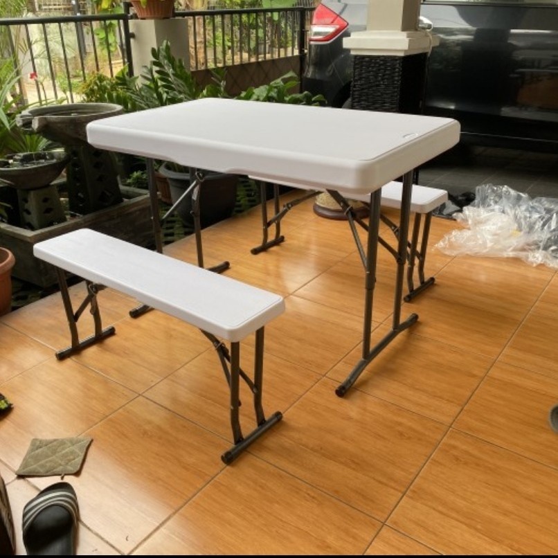 Jual Krisbow Set Meja & Bangku Bench Lipat - Putih MEJA KANTIN MEJA ...
