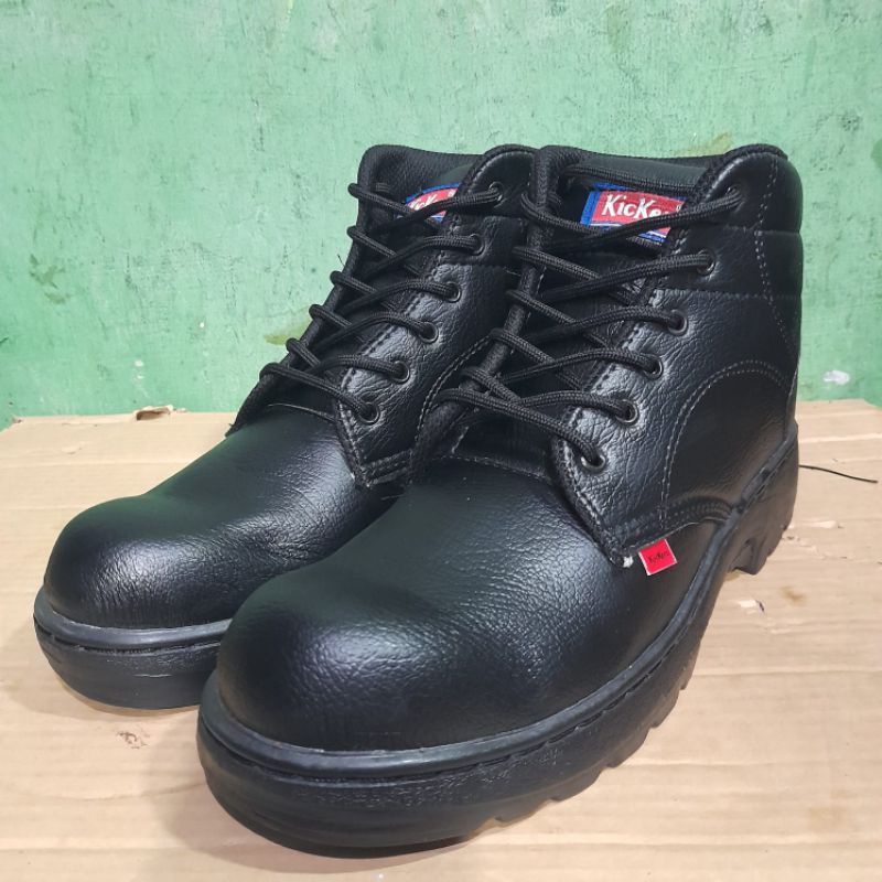 Jual sepatu safety boot tali warna hitam cocok buat kerja terbaru ...