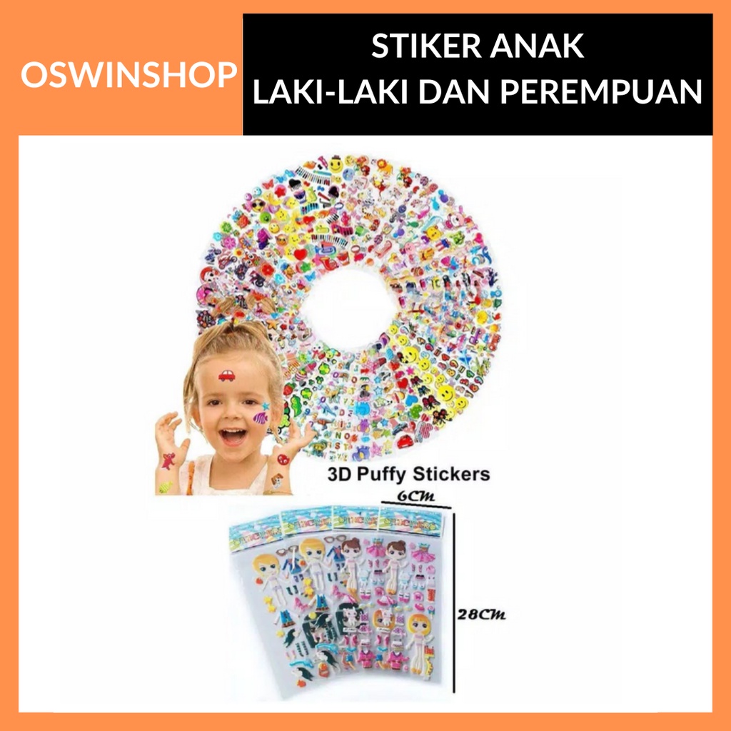 Jual STIKER 3D ANAK PEREMPUAN DAN LAKI LAKU LUCI ANIMASI KARTUN ...