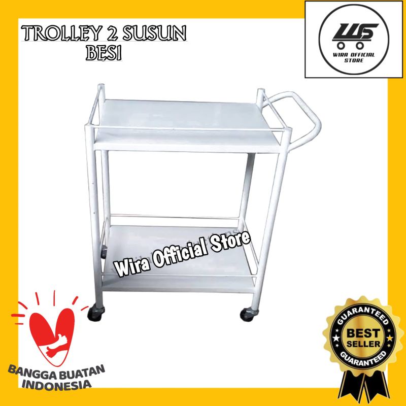 Jual Meja Trolley Instrument 2 Susun - Troli Instrument 2 Rak Besi ...