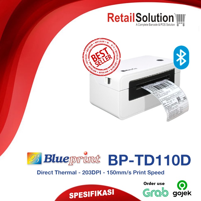 Jual Printer Barcode Label Thermal Bluetooth - Blueprint TD110D / TD ...
