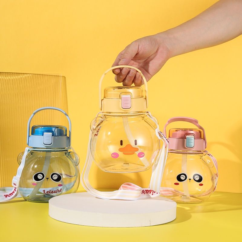 Jual Botol Air Minum Plastik Kepala Beruang Gemoy Lucu Dua Cara Minum ...