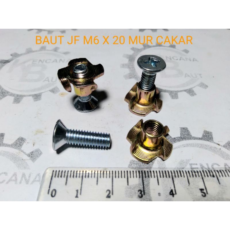 Jual BAUT JF M6 X 20 MM GALVANIS DAN MUR CAKAR / BAUT SPEAKER KUNCI OBENG PLUS(+) | Shopee Indonesia