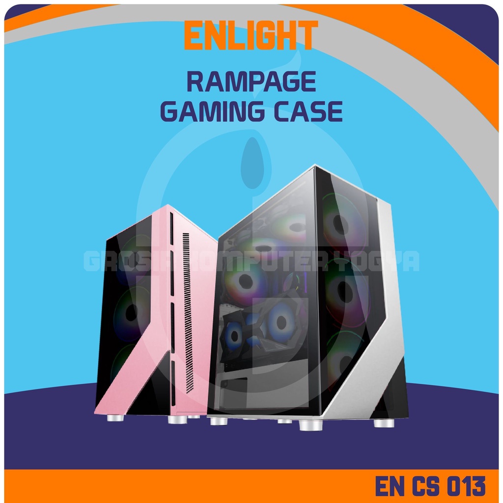 Jual Enlight Rampage Tempered Glass ATX Mid Tower Gaming Case Casing ...