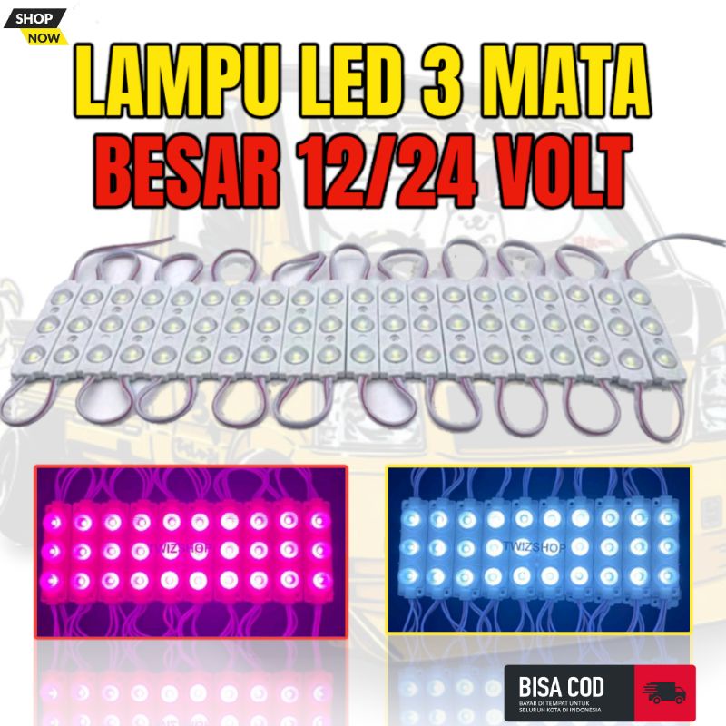Jual Lampu Led Samping Kolong Bak Variasi Module Modul 3 Watt 3 Mata Besar Mobil Truk 12 24 Volt ...