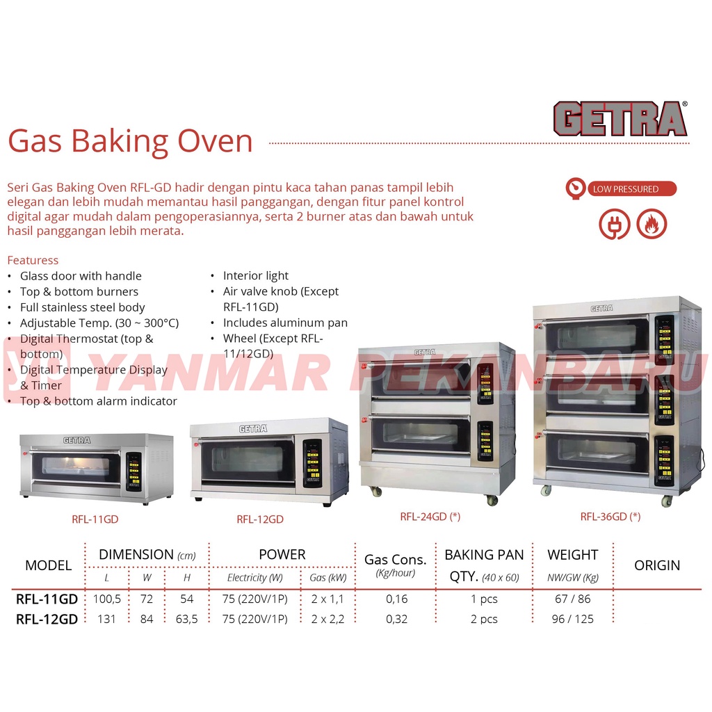 Jual Gas Oven Kue 1 Pintu 2 Loyang / Gas Baking Oven 1 Deck 2 Tray RFL ...