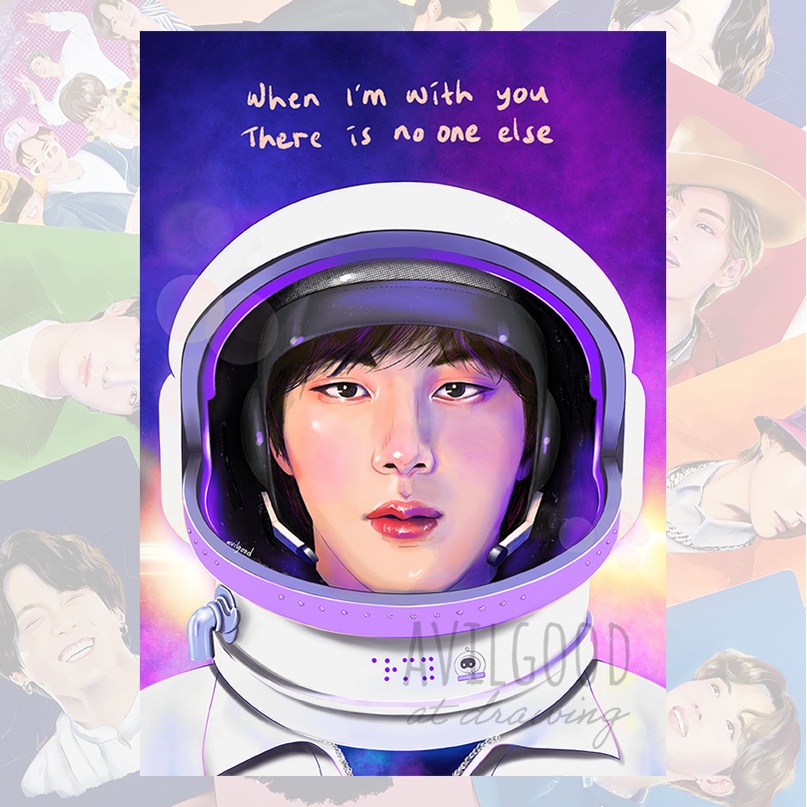Jual Art Print - BTS Jin Astronaut - by Avilgood at Drawing - Size A5 ...