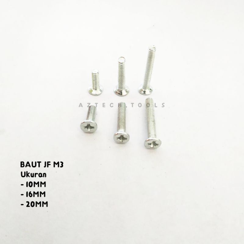 Jual Baut JF / Sekrup flat / skrup machine screw / jf galvanis / mur jf putih M3 per 50pcs ...