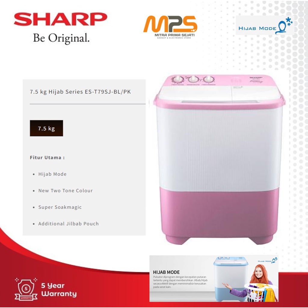 Jual Mesin Cuci 2 Tabung Sharp ES-T79SJ-BL/PK - Blue/Pink - 7,5 KG | Shopee Indonesia