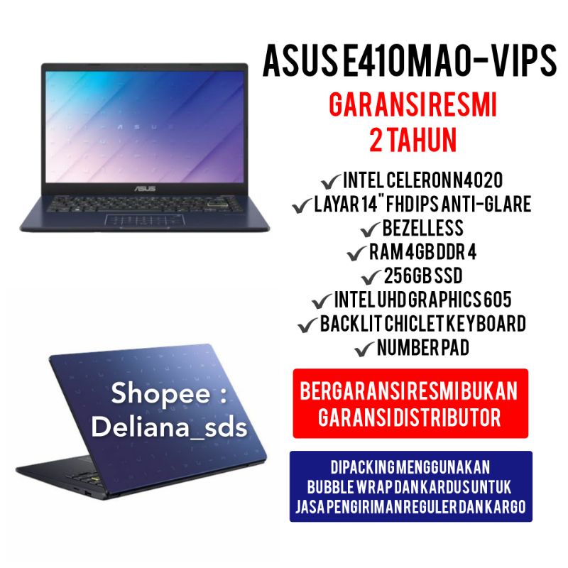 Jual Laptop Asus E410MAO VIPS Intel Celeron N4020 4GB/256GB Garansi ... Jual Laptop Asus E410MAO VIPS Intel Celeron N4020 4GB/256GB Garansi ...