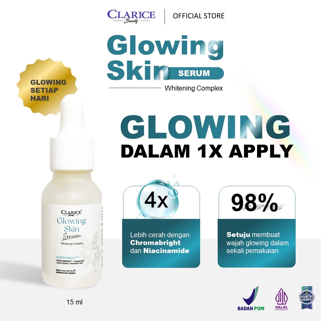 Jual CLARICE Beauty Glowing Skin Serum Whitening Complex - Serum Bebas Flek Dan Kusam | Shopee ...