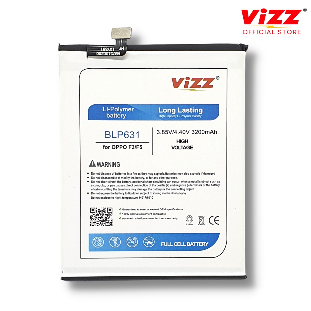 Jual VIZZ Baterai Oppo BLP631 Batre F3 / F5 / A77 | Shopee Indonesia