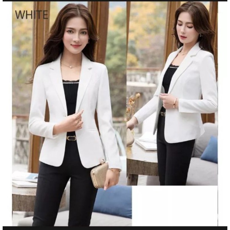 Jual blazer kantoran wanita warna putih cantik blazer keren blazer ...