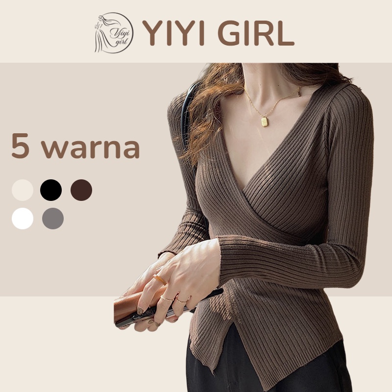 Jual YIYI GIRL - Sweater Crop Top Lengan Panjang Rajut Korea Style Premium | Shopee Indonesia