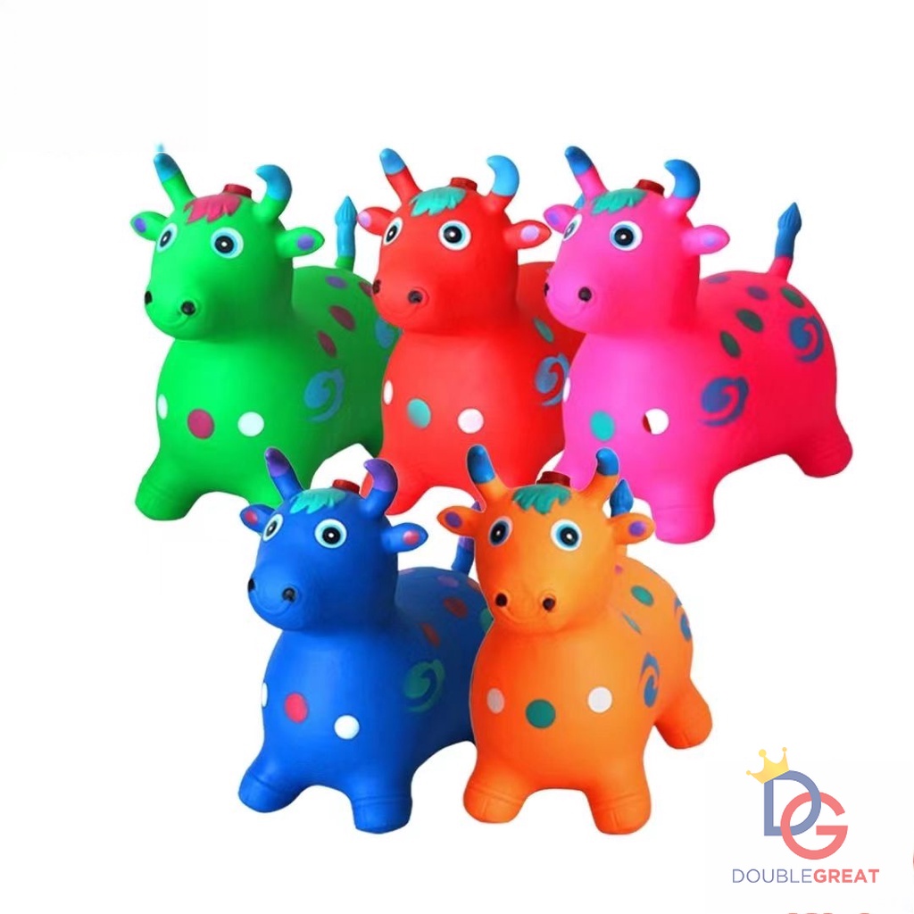 Jual DOUBLE GREAT Mainan kerbau sapi karet animal jumping musik lampu ...