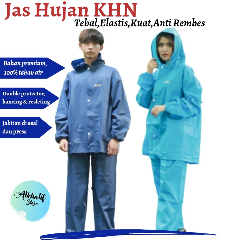 Jual Jas Hujan KHN Setelan Baju Celana 100% Original Berkualitas Tebal Elastis Kuat Anti Rembes ...