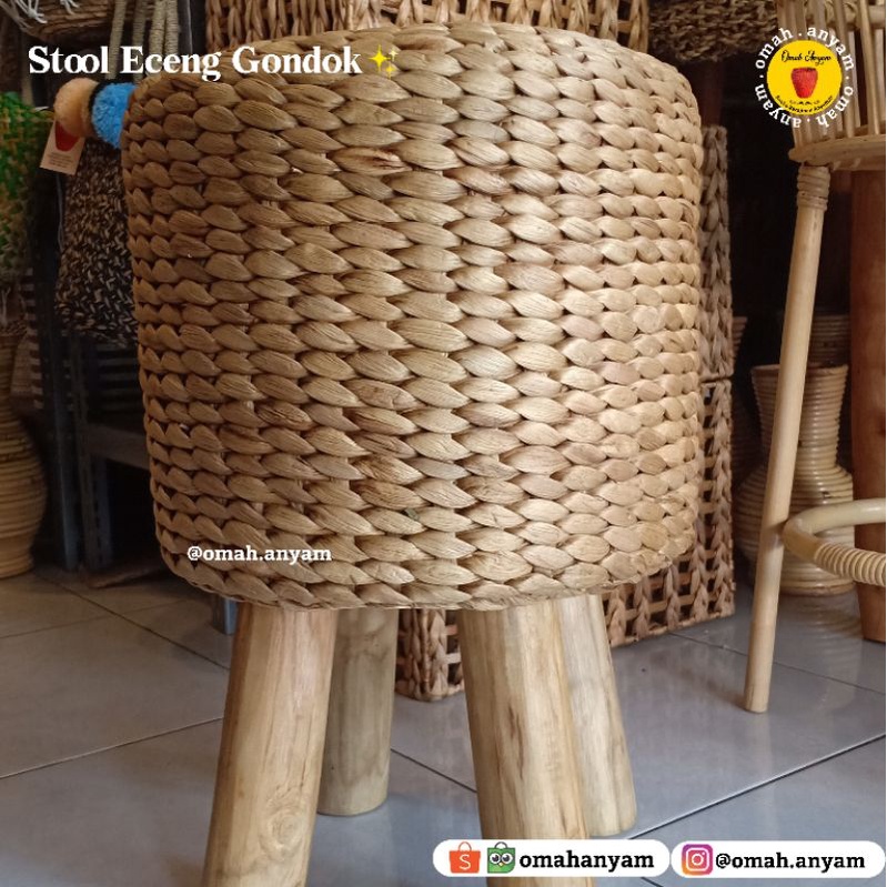 Jual Stool Eceng Gondok | Bangku Kursi Sofa Bulat Anyaman Minimalis ...